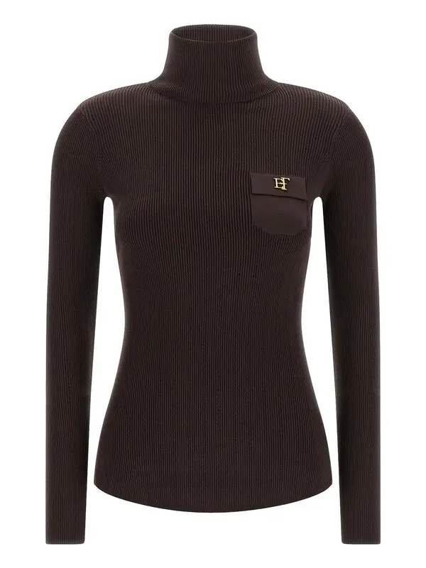Elisabetta Franchi Tricot Turtleneck Sweater - Brown