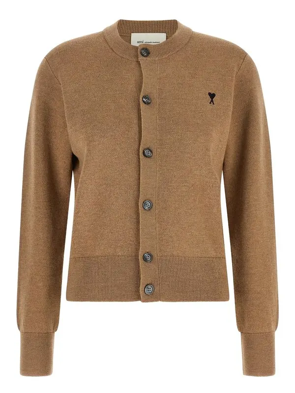 AMI Paris Wool Cardigan - Beige