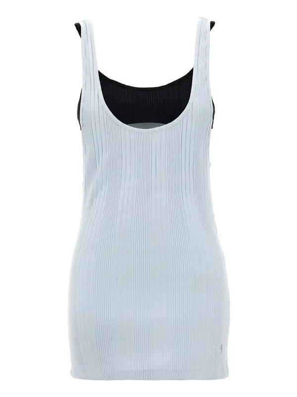 Attico Logo Ribbed Top - Light Blue