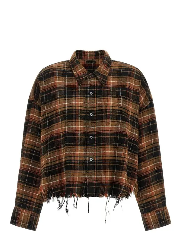 R13 Raw Cut Cropped Shirt - Brown