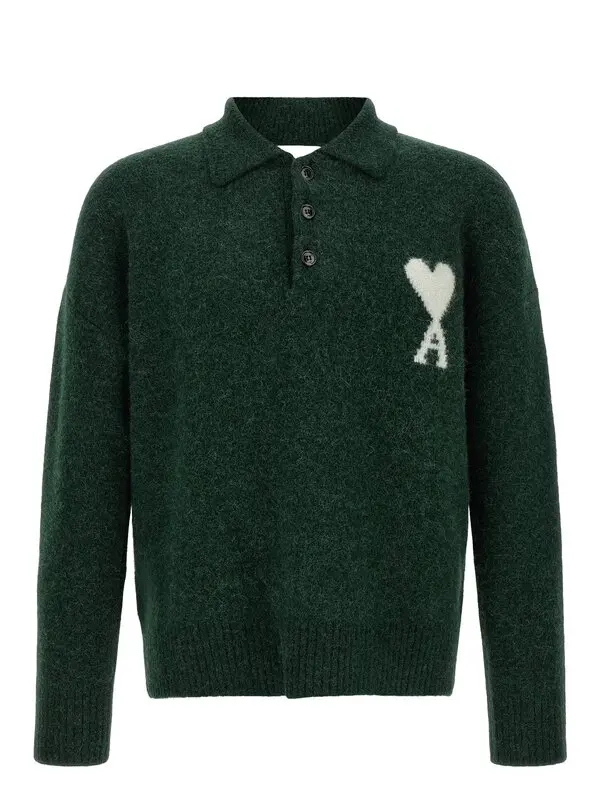 AMI Paris De Coeur' Polo Shirt - Green