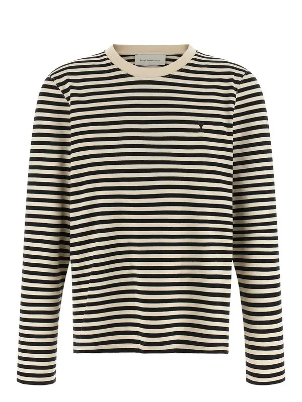 AMI Paris Marinière Striped Long-sleeve T-shirt - White/black