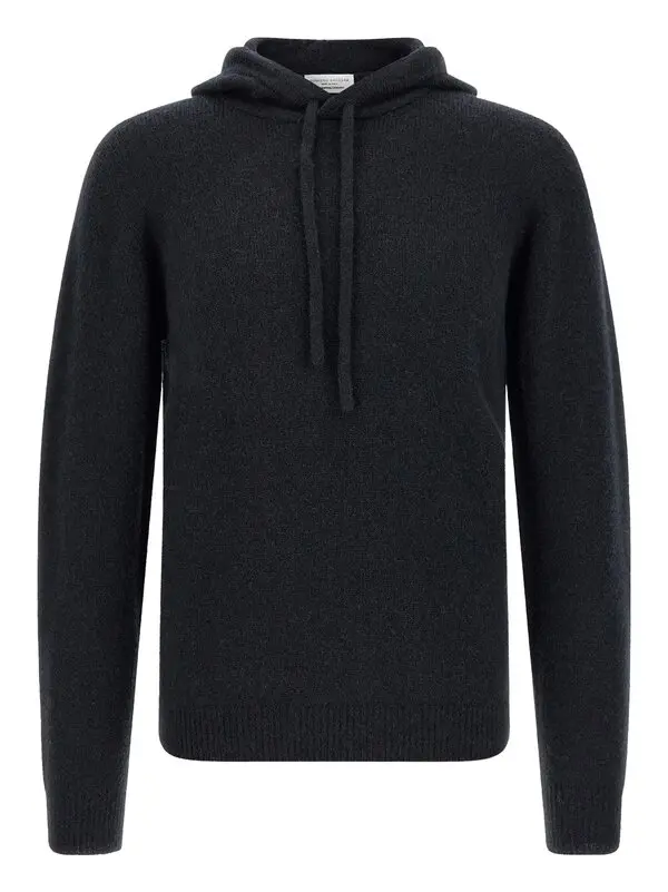 ROBERTO COLLINA Hooded Wool Blend Sweater - Blue