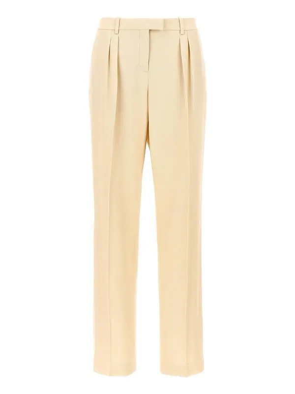 TOM FORD Silk And Wool Pleated Trousers - Beige