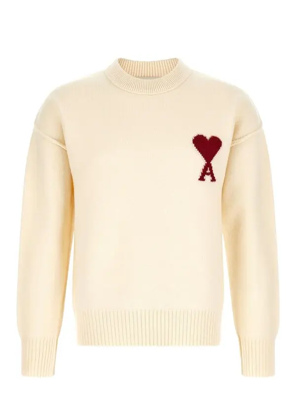 AMI Paris De Coeur Virgin Wool Sweater - Red