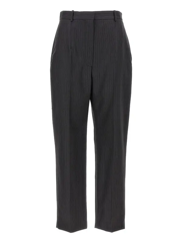 Alexander McQueen Pinstripe Wool Trousers - Gray