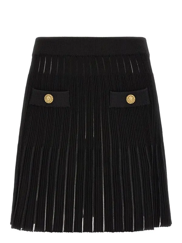 Balmain Pleated Skirt - Black