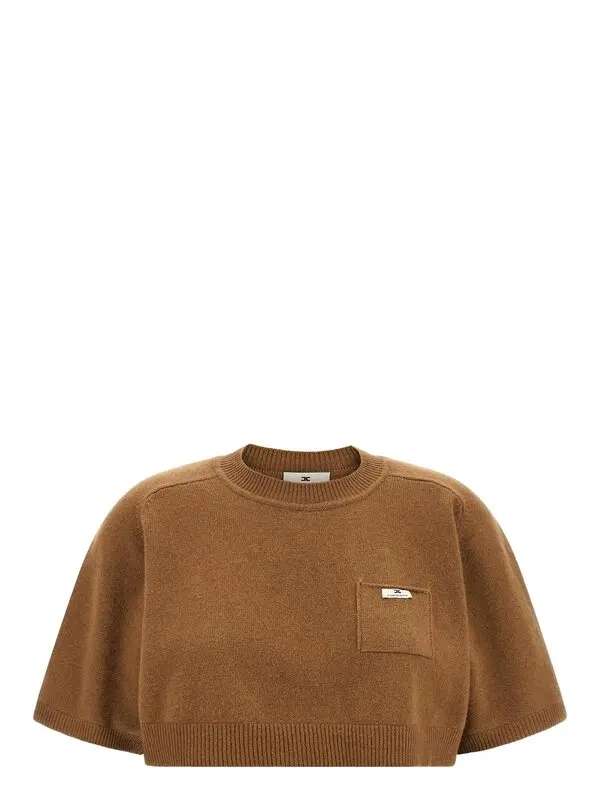 Elisabetta Franchi Wool And Cashmere Top - Brown