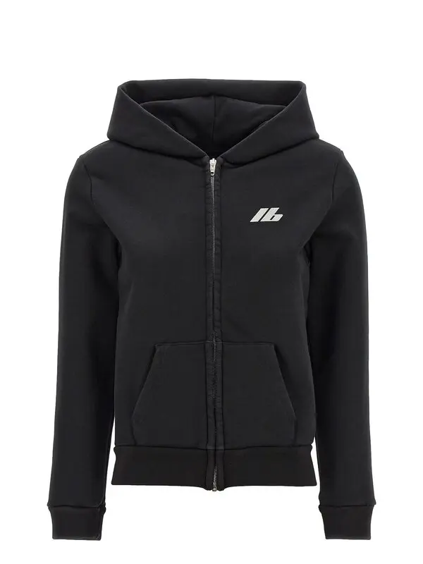 Balenciaga Logo Print Zip-up Hoodie - Black