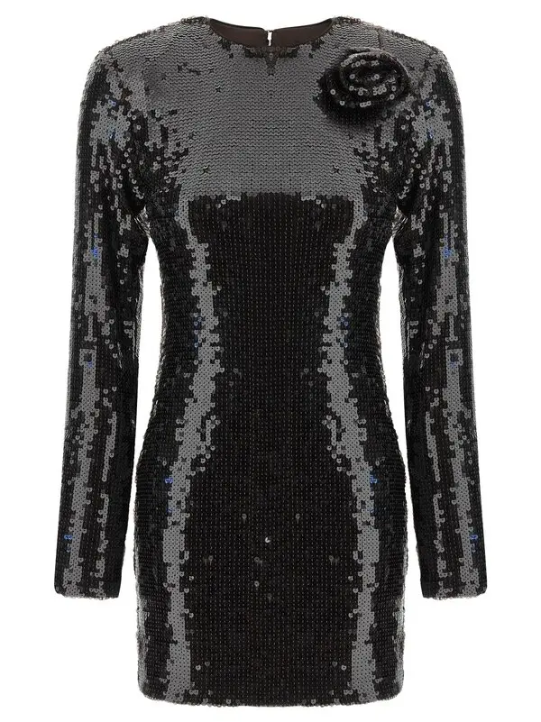 ROTATE BY BIRGER CHRISTENSEN Sequin Dress With Flower - Brown