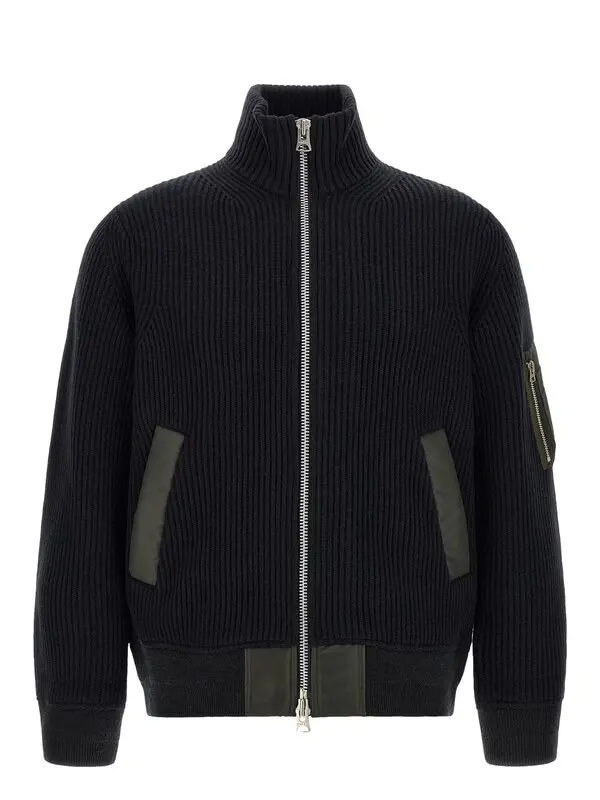 Sacai Ribbed Knit Blouson - Blue