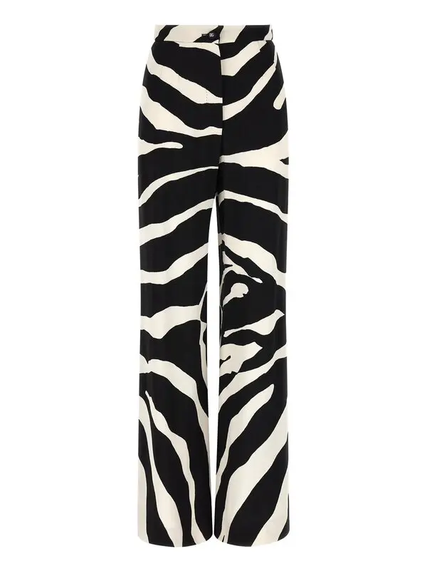 Dolce & Gabbana Zebra Print Palazzo Pants - White/black