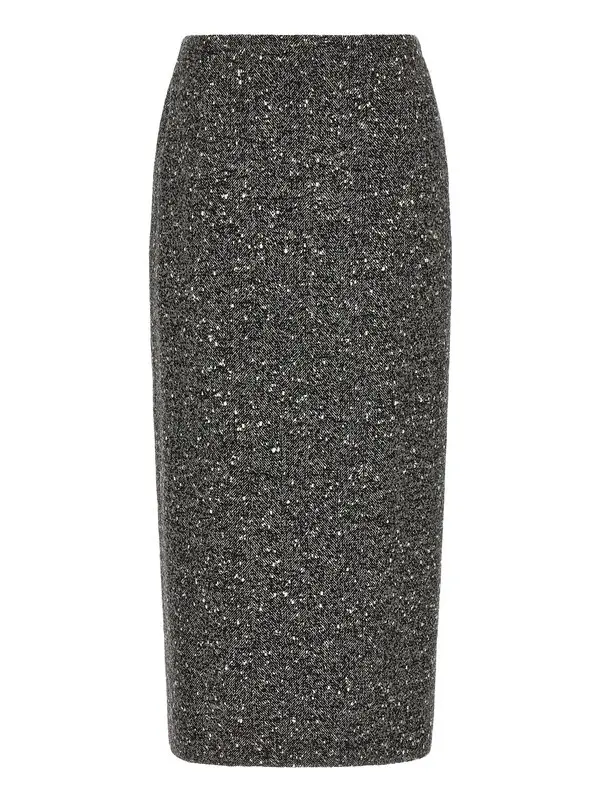 Valentino Garavani Chevron Bouclé Pencil Skirt - White/black