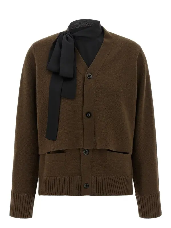 Sacai Cut-out Cardigan - Brown