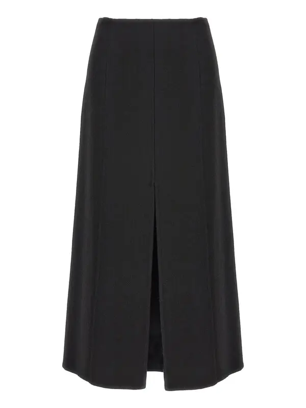 Ermanno Scervino Virgin Wool Long Cloth Skirt - Black