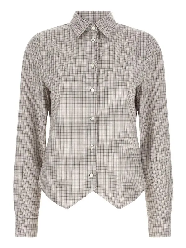 MAISON MARGIELA Pointed Hem Check Shirt - Beige