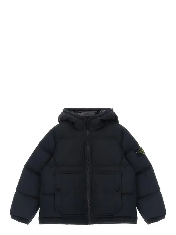 Stone Island Down Jacket With Hood - Black