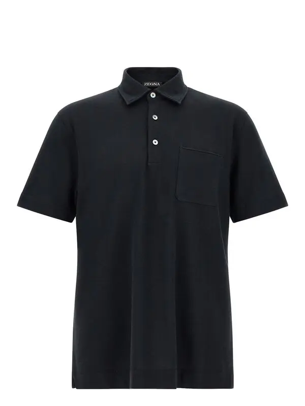 Zegna Polo Shirt With Pocket - Blue