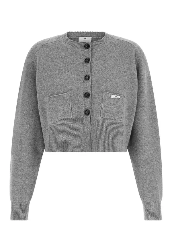 Elisabetta Franchi Cashmere Blend Cropped Cardigan - Gray