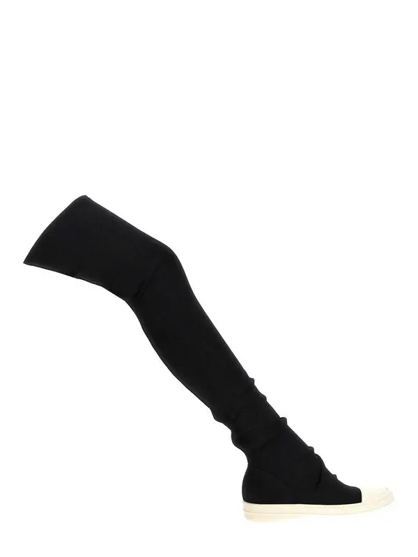 Rick Owens High Sock Sneaks Denim Boots - Black