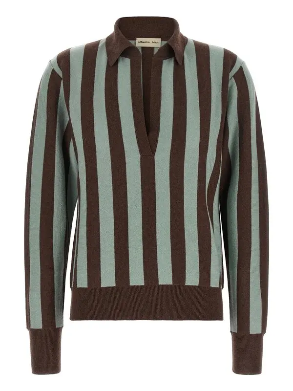 Alberto Biani Striped Cashmere Polo - Multi