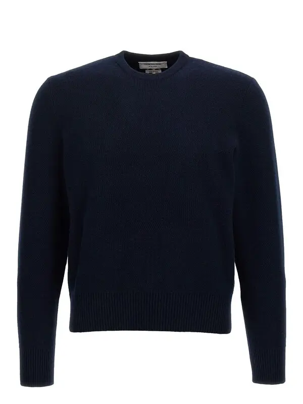 Thom Browne Rwb Intarsia Piquet Wool Sweater - Blue