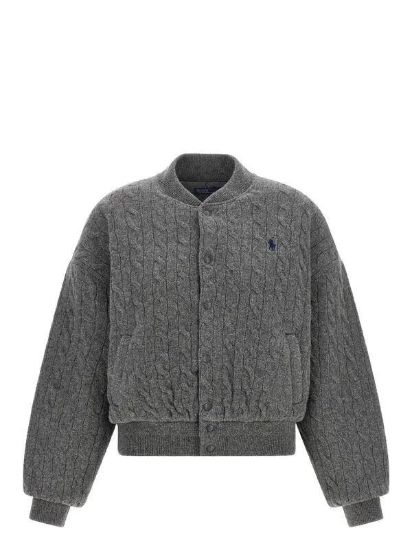 Polo Ralph Lauren Padded Knit Braided Bomber Jacket - Gray