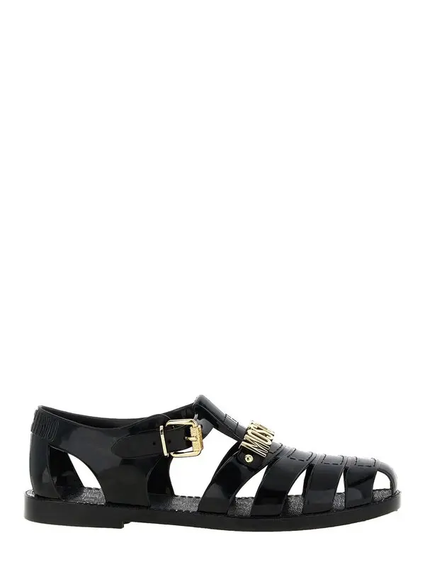 Moschino Lettering Logo Jelly Sandals - Black