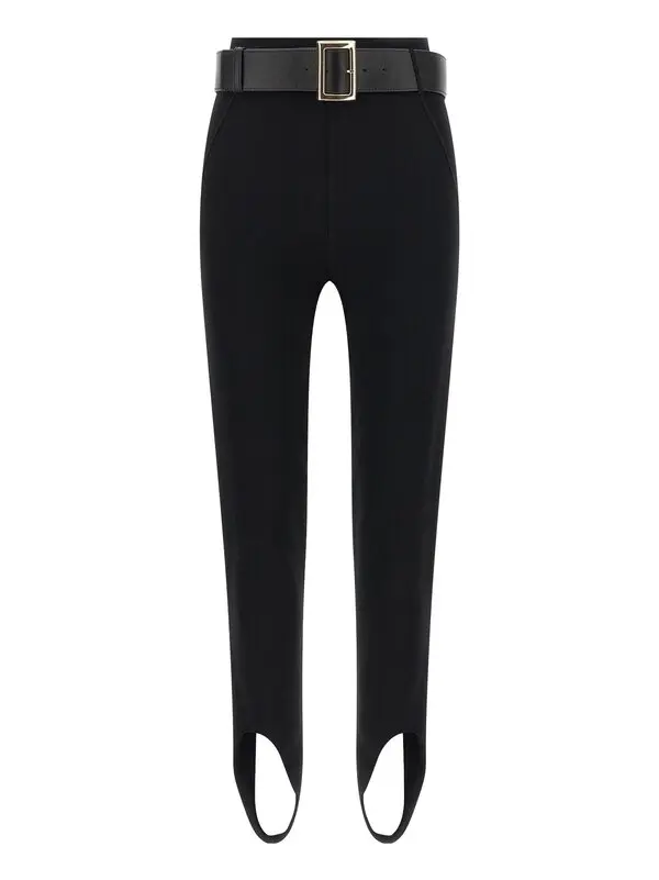 SELF-PORTRAIT Leggings With Stirrup And Belt - Black