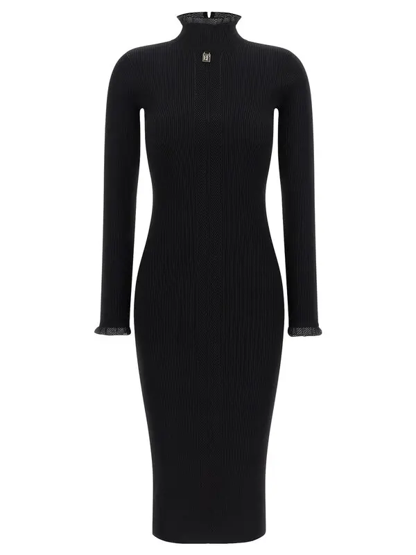 Elisabetta Franchi Ribbed Knit Dress - Black