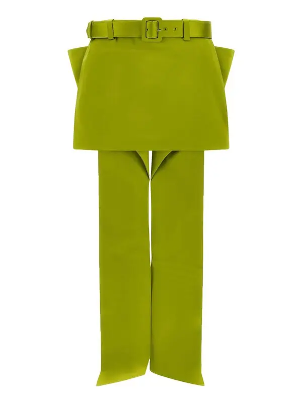 SELF-PORTRAIT Maxi Bow Skirt - Green