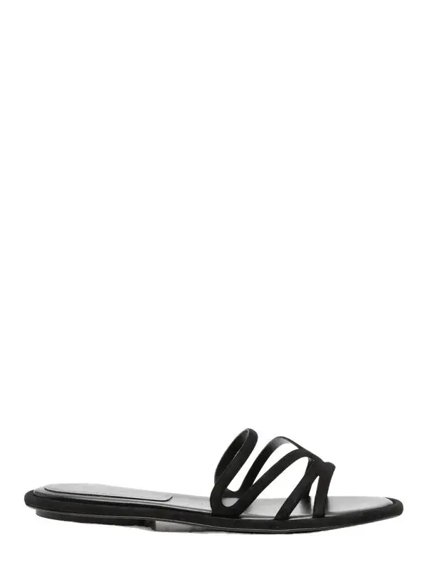 SERGIO ROSSI Leather Flat Sandal - Black