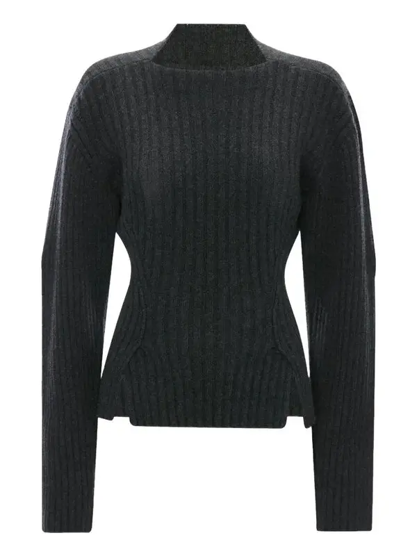 Victoria Beckham Ribbed Knit Sweater - Gray