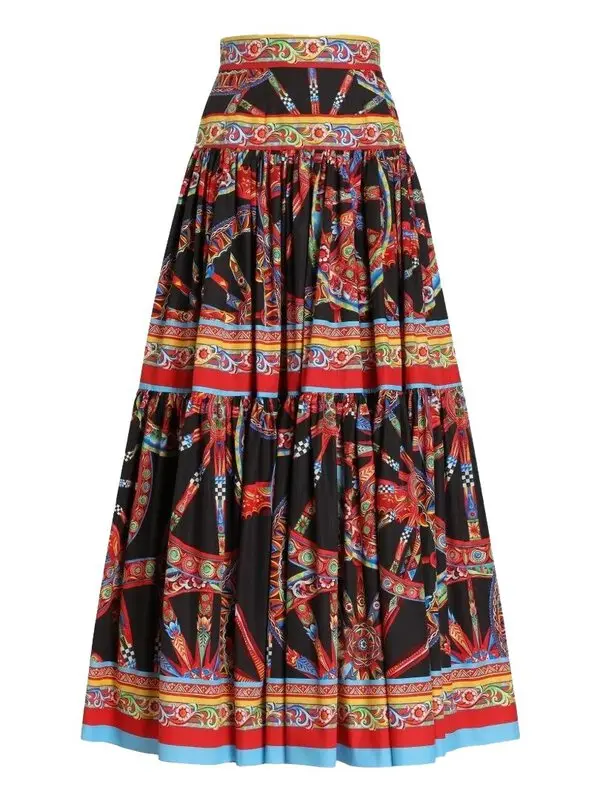 Dolce & Gabbana Carretto Print Skirt - Black