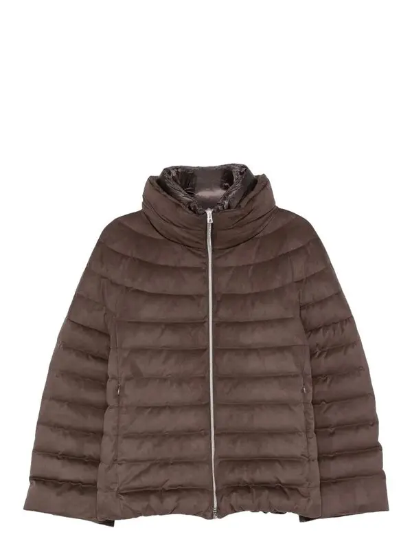 Herno Suede Short Puff Coat - Brown