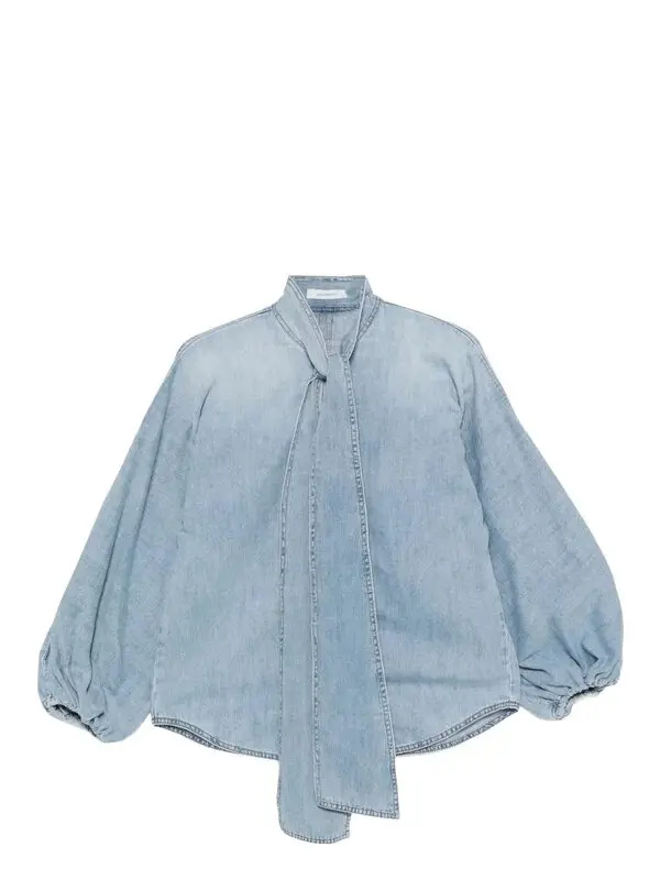 Zimmermann Indra Tie Neck Blouse - Denim