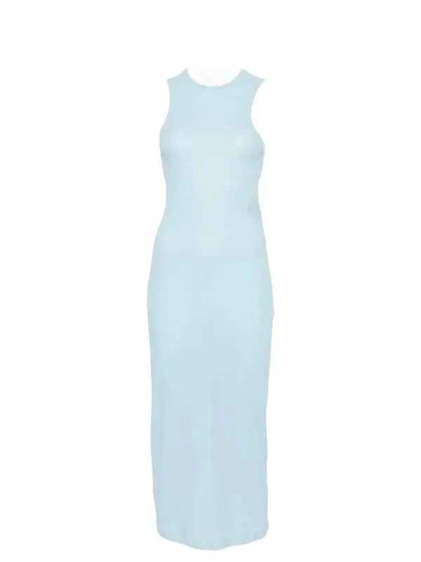 Wardrobe.NYC Ribbed Racer Dress - Light Blue