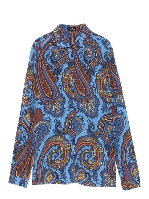 Etro Printed Silk Shirt - Light Blue