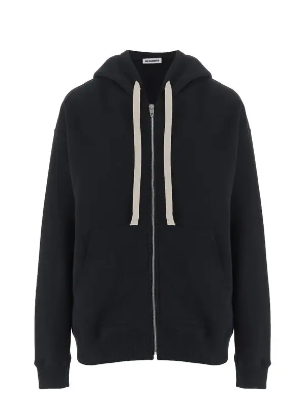 JIL SANDER Cotton Hooded Sweatshirt - Blue