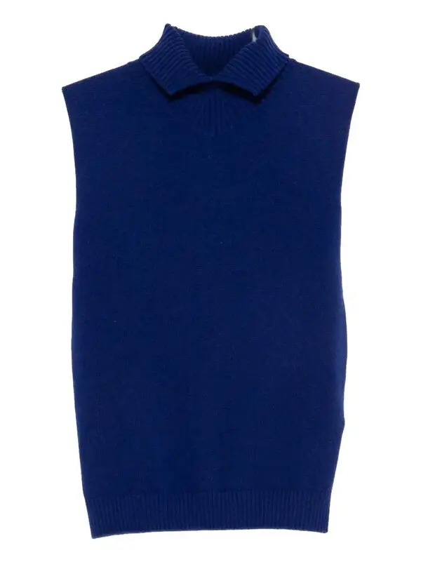 JIL SANDER Wool Sleeveless Sweater - Blue