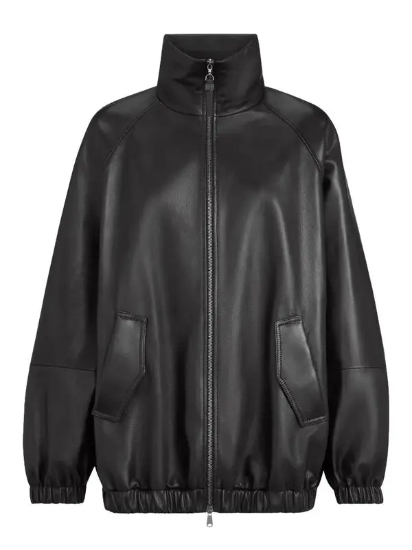 Brunello Cucinelli Leather Bomber Jacket - Black