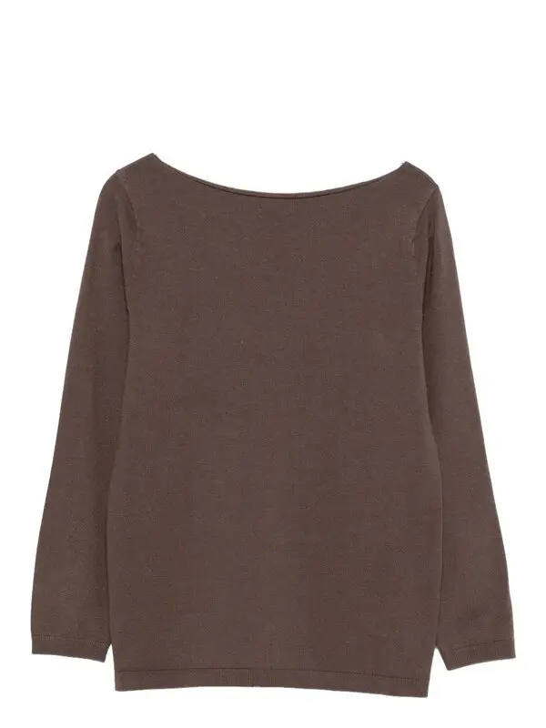 Alpha Studio Boat Neck Sweater - Brown