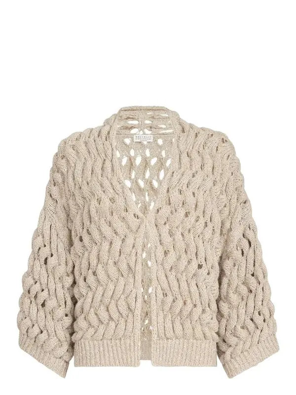 Brunello Cucinelli Waves Dazzling Cardigan - Beige