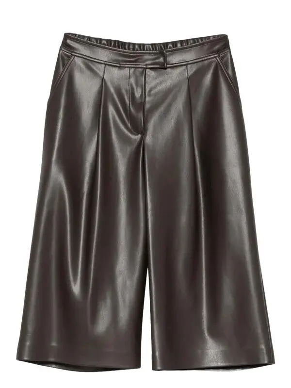 Alpha Studio Faux Leather Shorts - Brown