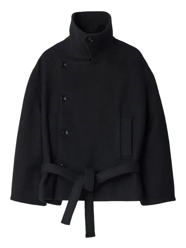LEMAIRE Short Wrap Coat - Black