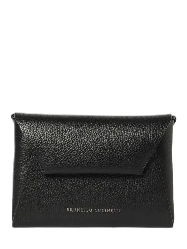Brunello Cucinelli Leather Envelope Clutch - Black