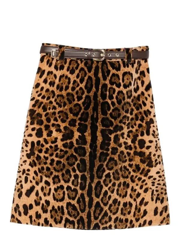 Max Mara Falange Animalier Print Skirt - Brown
