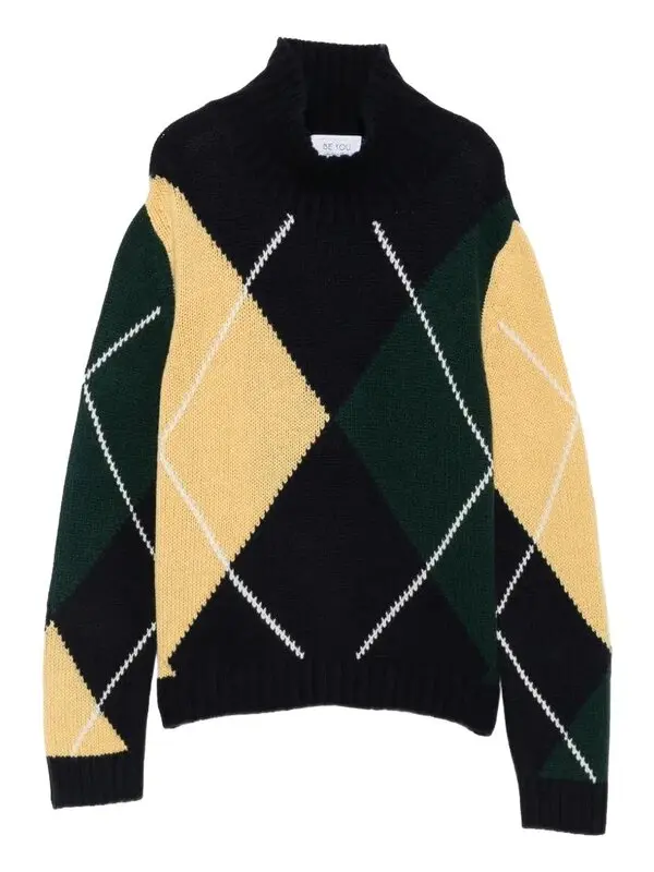 BE YOU Cashmere Diamond Sweater - Blue