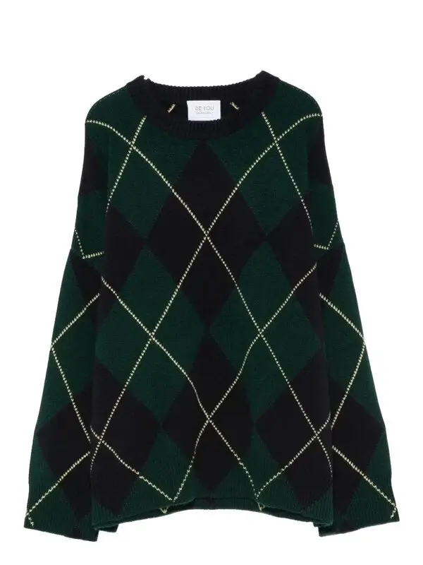 BE YOU Cashmere Diamond Sweater - Green