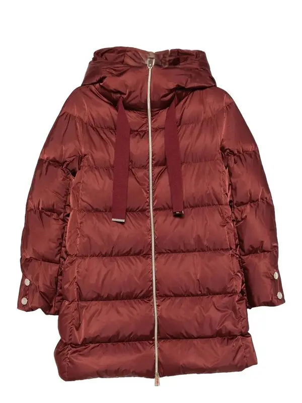 Herno Mid-length Satin Hooded Puffer Coat - Pink